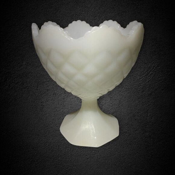 Other | Vintage Mcm Napco Milk Glass Diamond Pattern Pedestal Dish ...